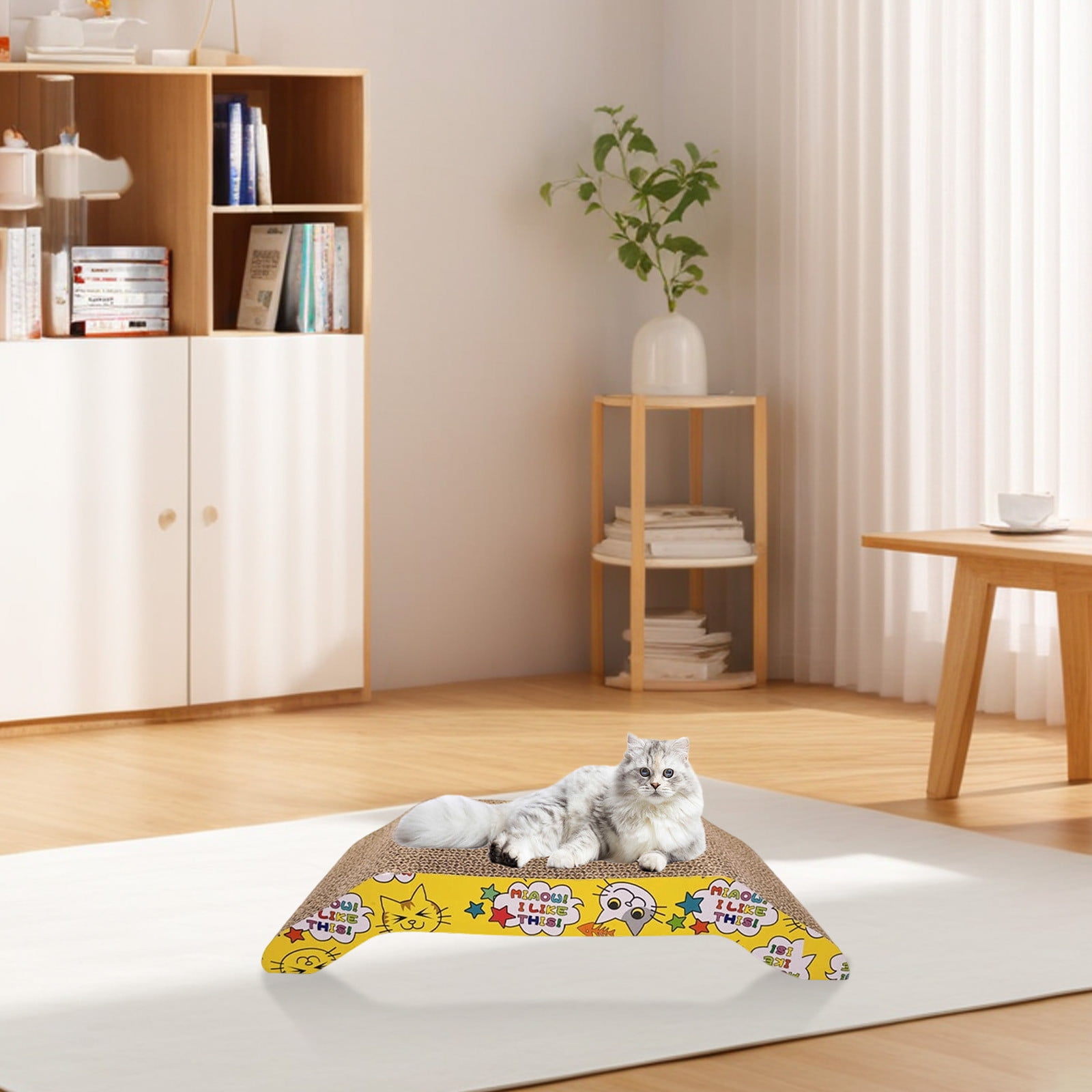 Large Corrugated Cardboard Scratching Post and Bed Combo for Indoor ...