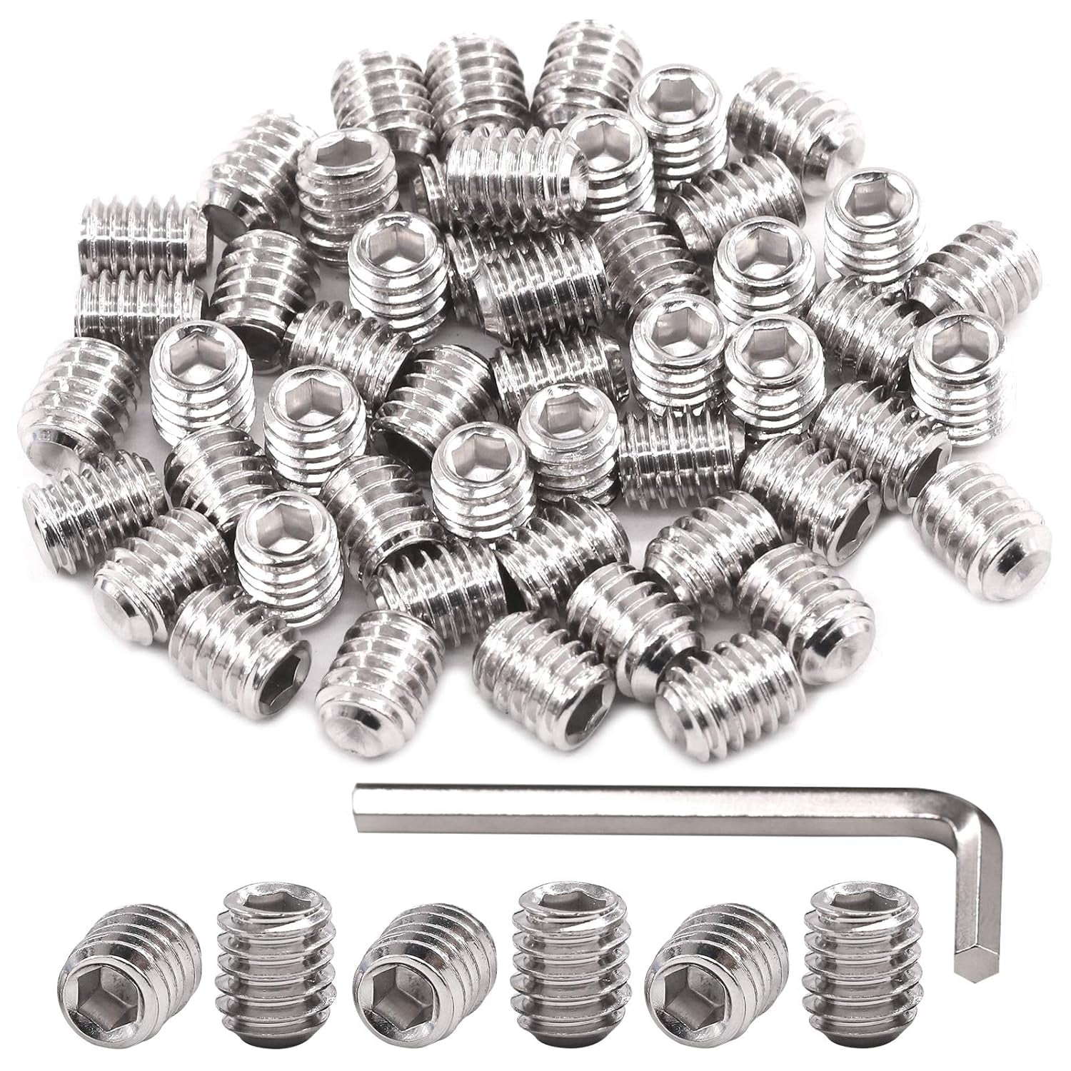 50Pcs SAE Stainless Hex Allen Head Socket Set Screws Grub Screw Bolts ...