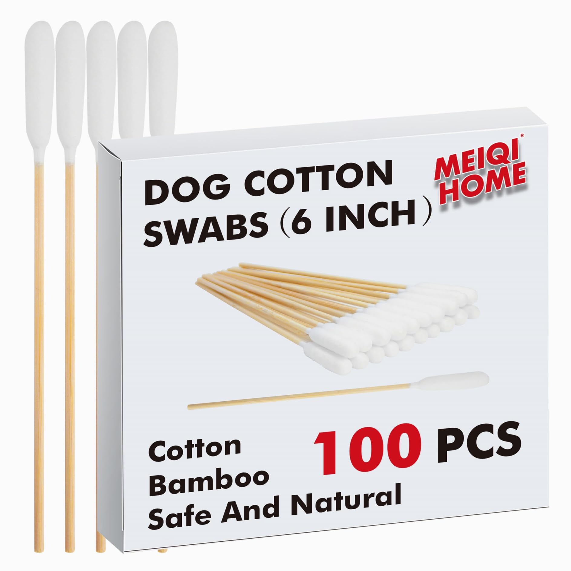 Large Cotton Swabs with Wooden Sticks for Pets - 100 Pack,6 Inch Big ...