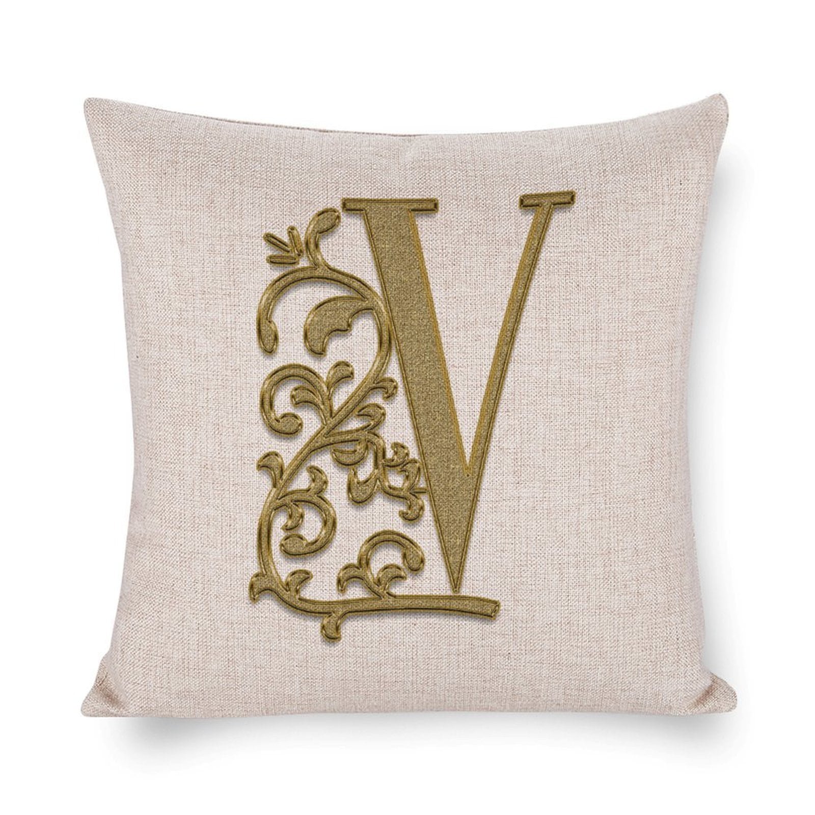 Large Couch Pillows Beautiful Gold Floral Monogram Initial V Custom ...