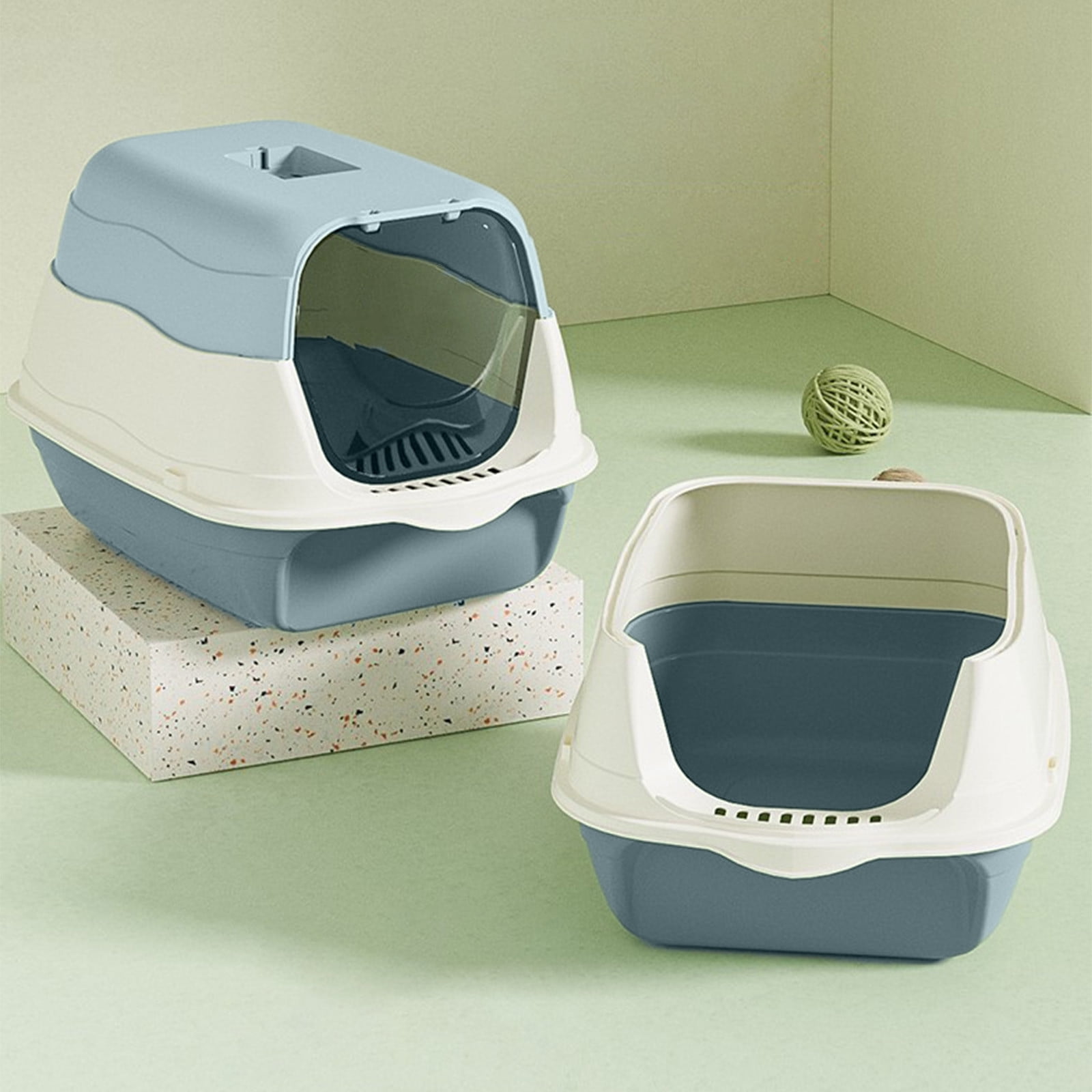 Large Covered Litter Box with Lid, Fully Enclosed Cat Litter Pan ...