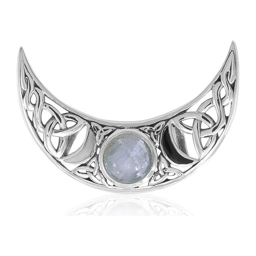 Large Crescent Triple Moon 925 Sterling Silver Pendant Goddess Wiccan Jewelry - Walmart.com