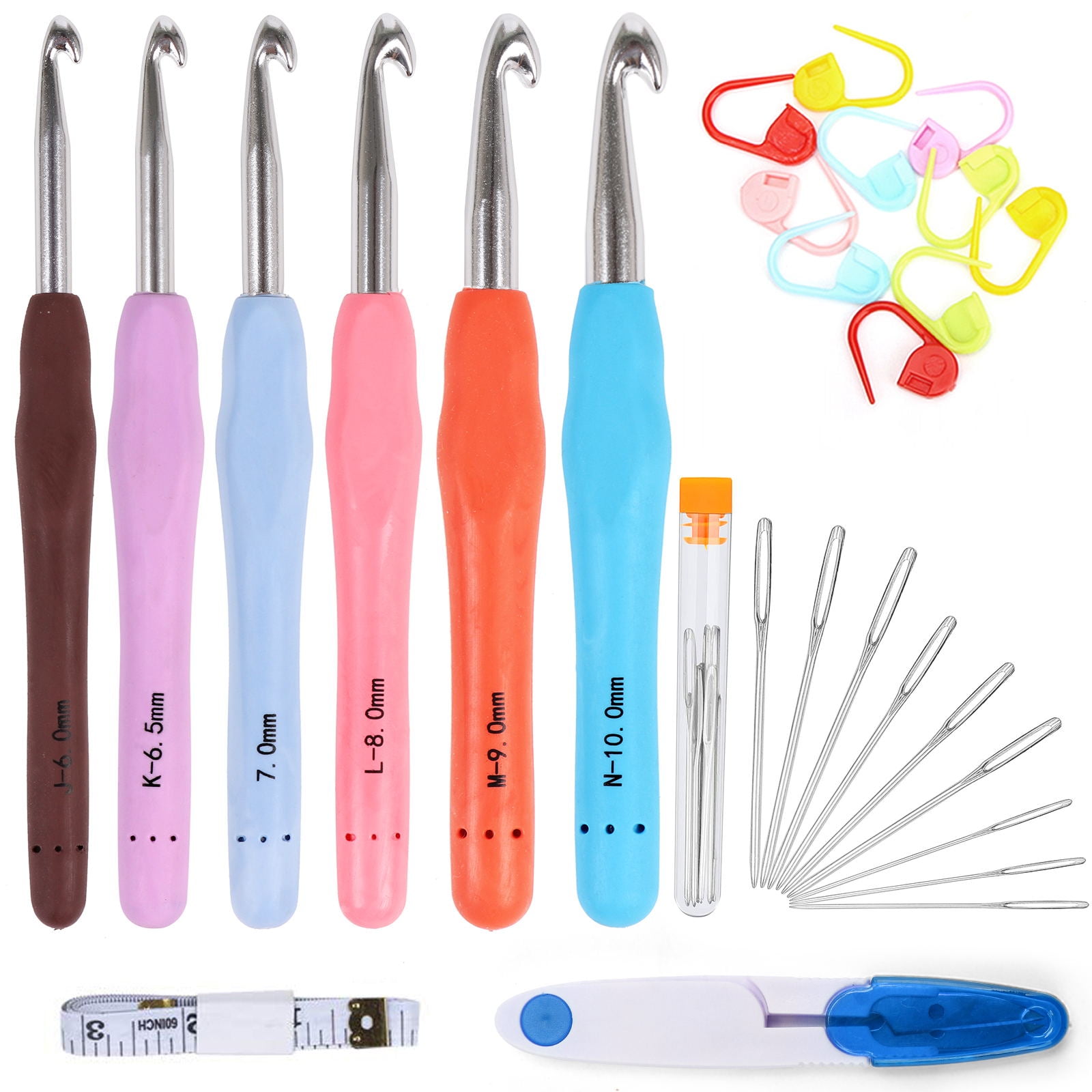 Hepihool Large Crochet Hook Set, Ergonomic Soft Grip, 6mm-10mm, 27 ...