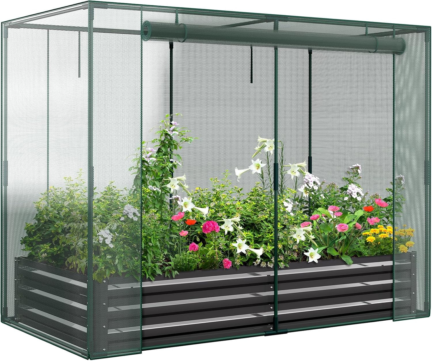 Large Crop Cages with Raised Garden Bed for Garden Plant, 74"x37.4"x 59 ...