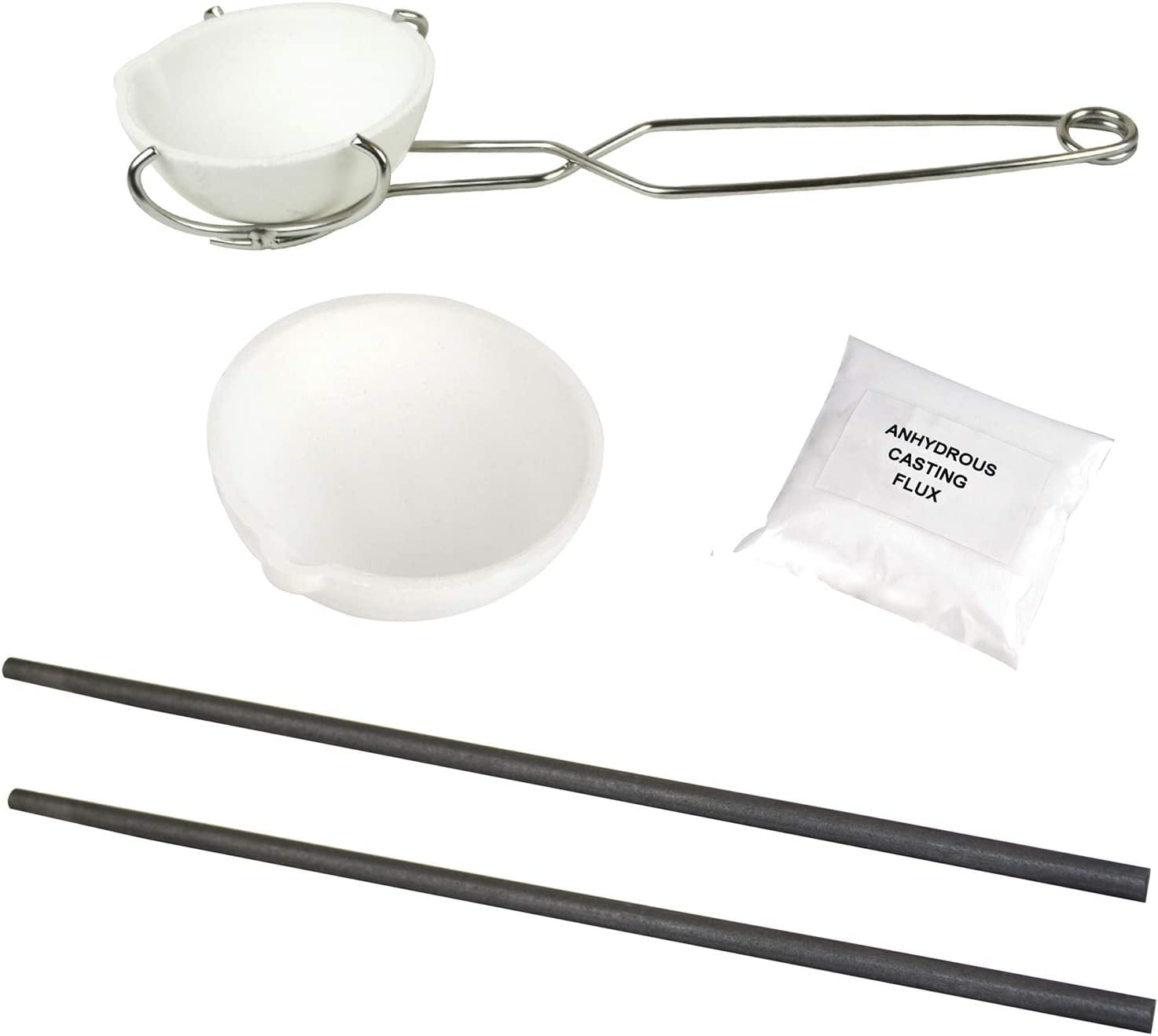 Large Crucible Torch Melting Gold Silver Kit Set Flux Tongs Stir Rod ...