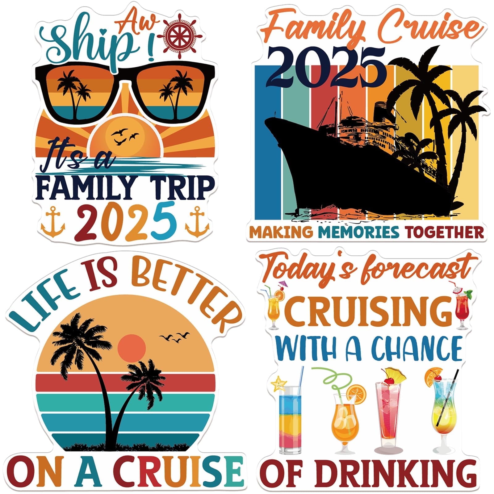 4 PCS Family Cruise Door Decorations 2025 Retro Family Cruise Ship Door ...
