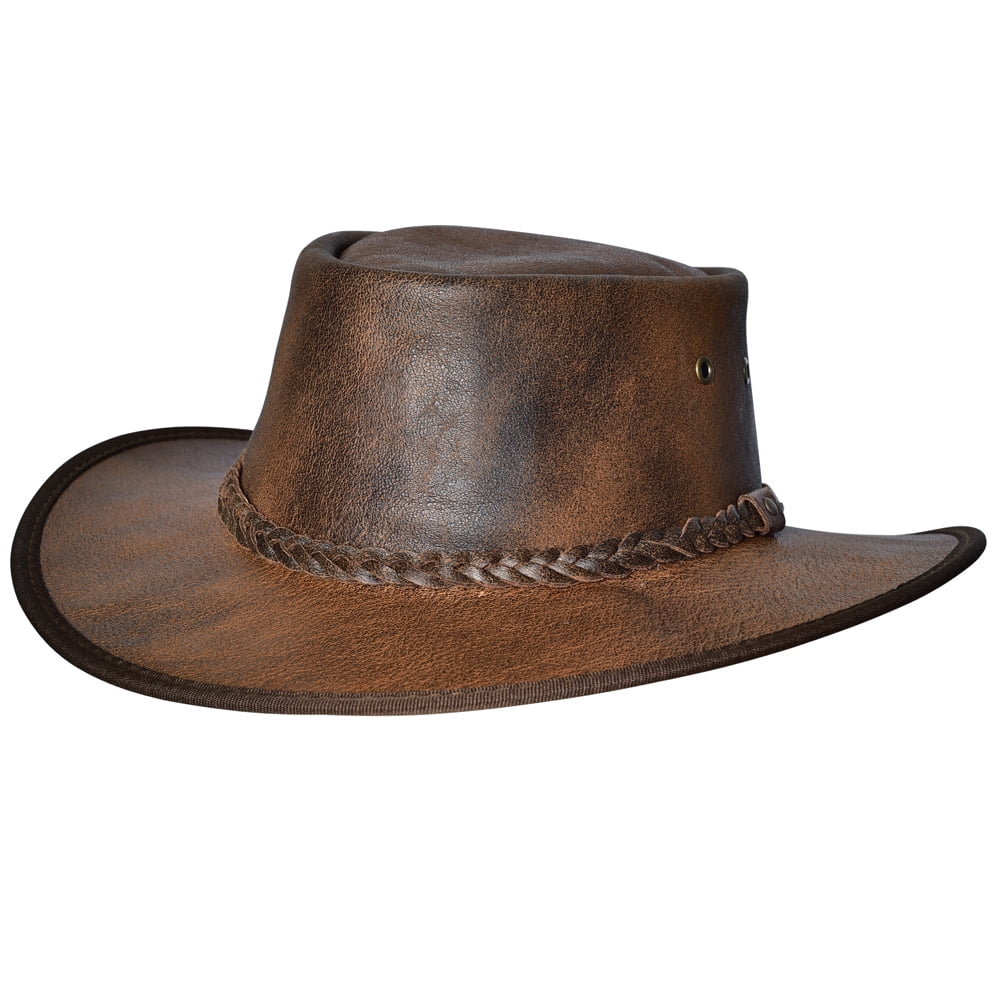 Large Crushable Cow Leather Redish Brown Cowboy Hat Hilason - Walmart.com