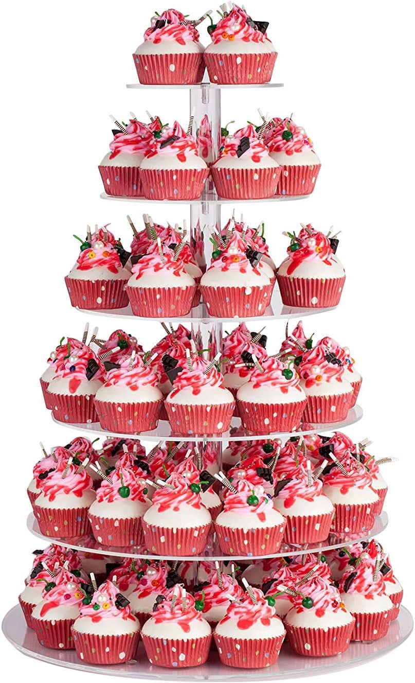 Large Cupcake Stand,6 Tier Cupcake Tower, Round Cupcake Holder for 80 ...