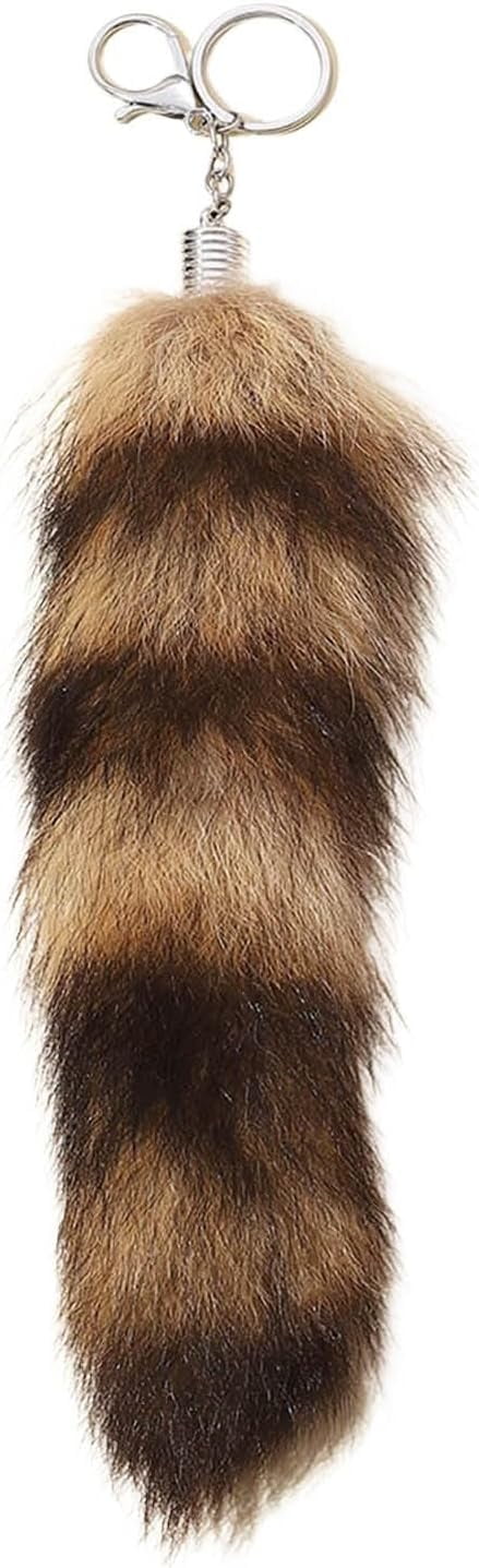 Large Cute Fluffy Fox Tail Key Chain Pendant, Fake Fur Realistic Animal ...