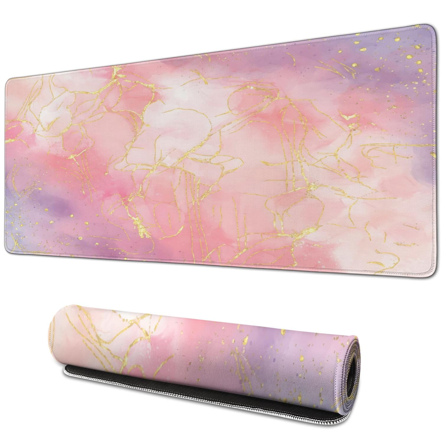 Large Cute Pink Mouse Pad - Stylish Desk Mat with Rose Gold Marble ...