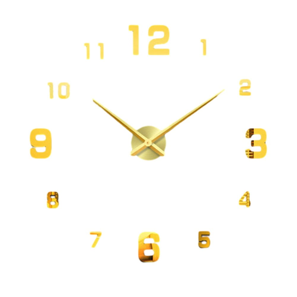 Large DIY Wall Silent Clock, Modern 3D Frameless Wall Clock with Mirror ...