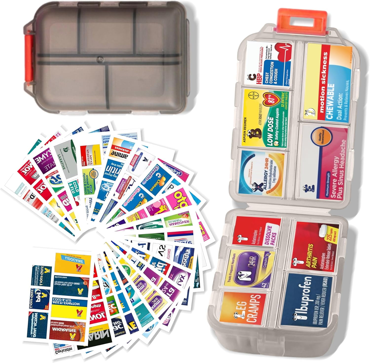Large Daily Pill Container with Medicine Labels - 7 Day Mini Medication ...
