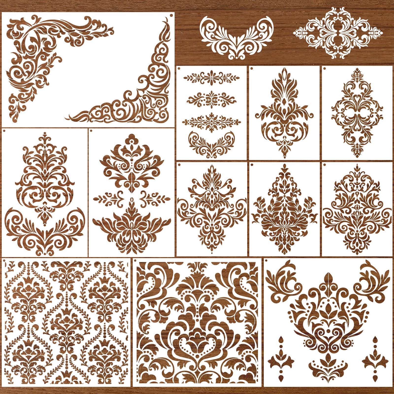 Large Damask Stencils for Painting Wall BSL1 - 12 Border Reusable ...