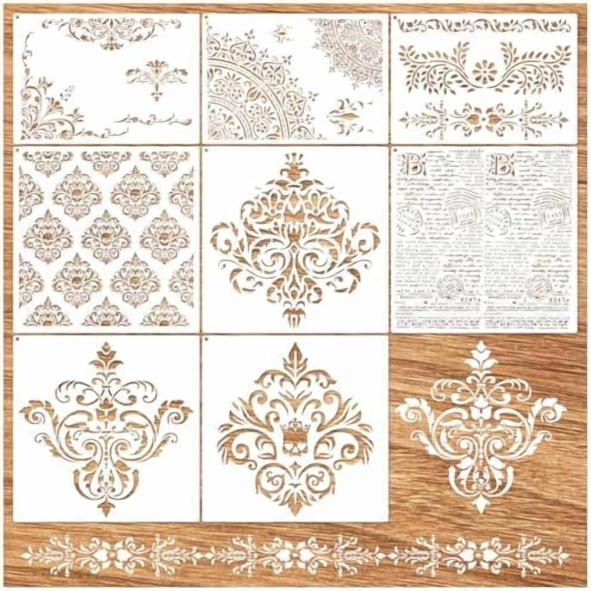 Large Damask Stencils for Walls Drawing Corner Border Stencil Reusable ...