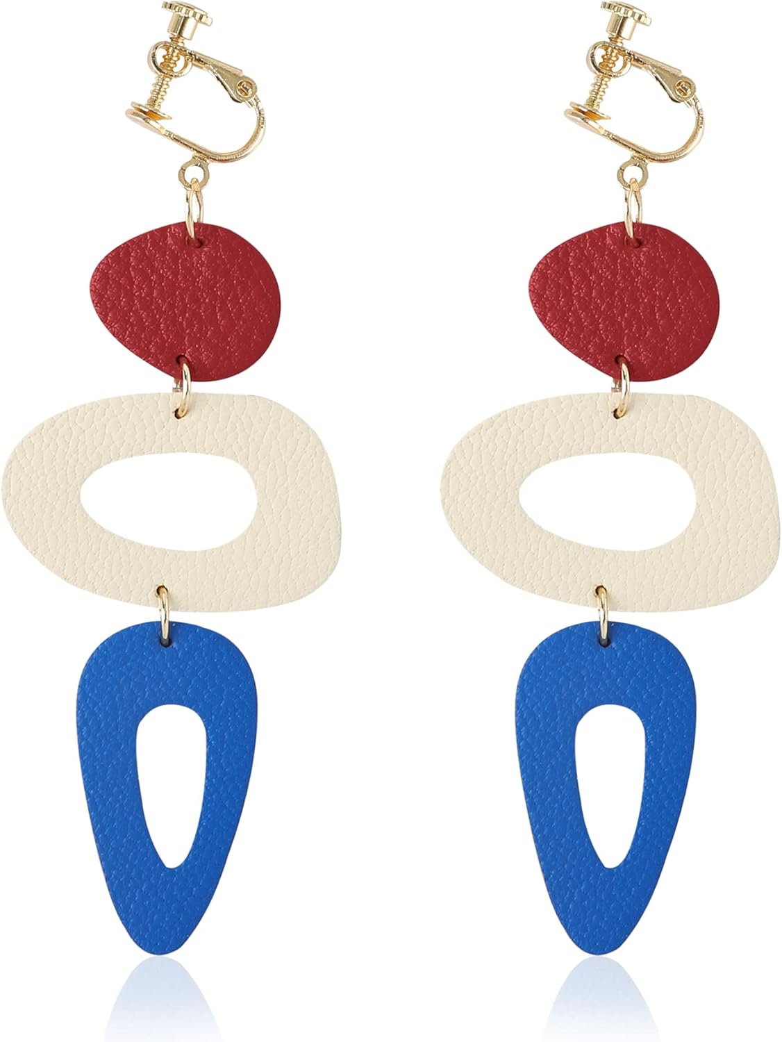 Large Dangle Clip On Earrings For Women Heart Flower Lightweight ...