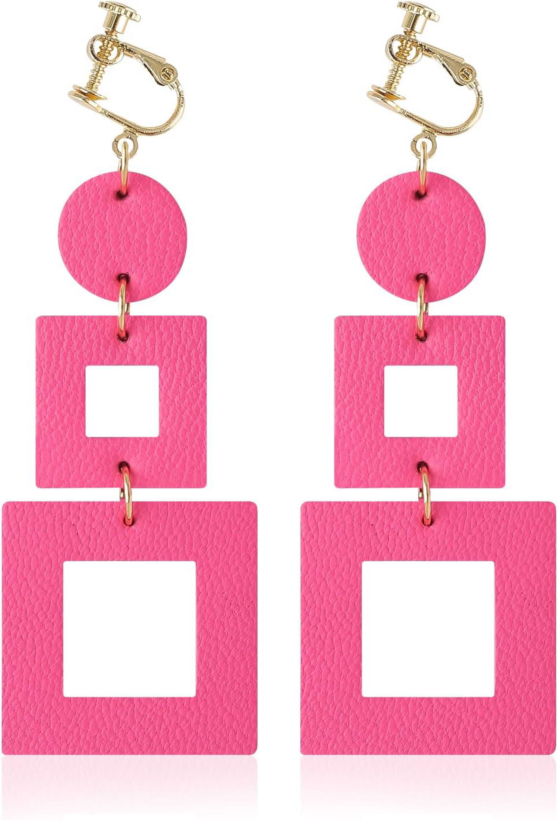 Large Dangle Clip On Earrings For Women Heart Flower Lightweight ...