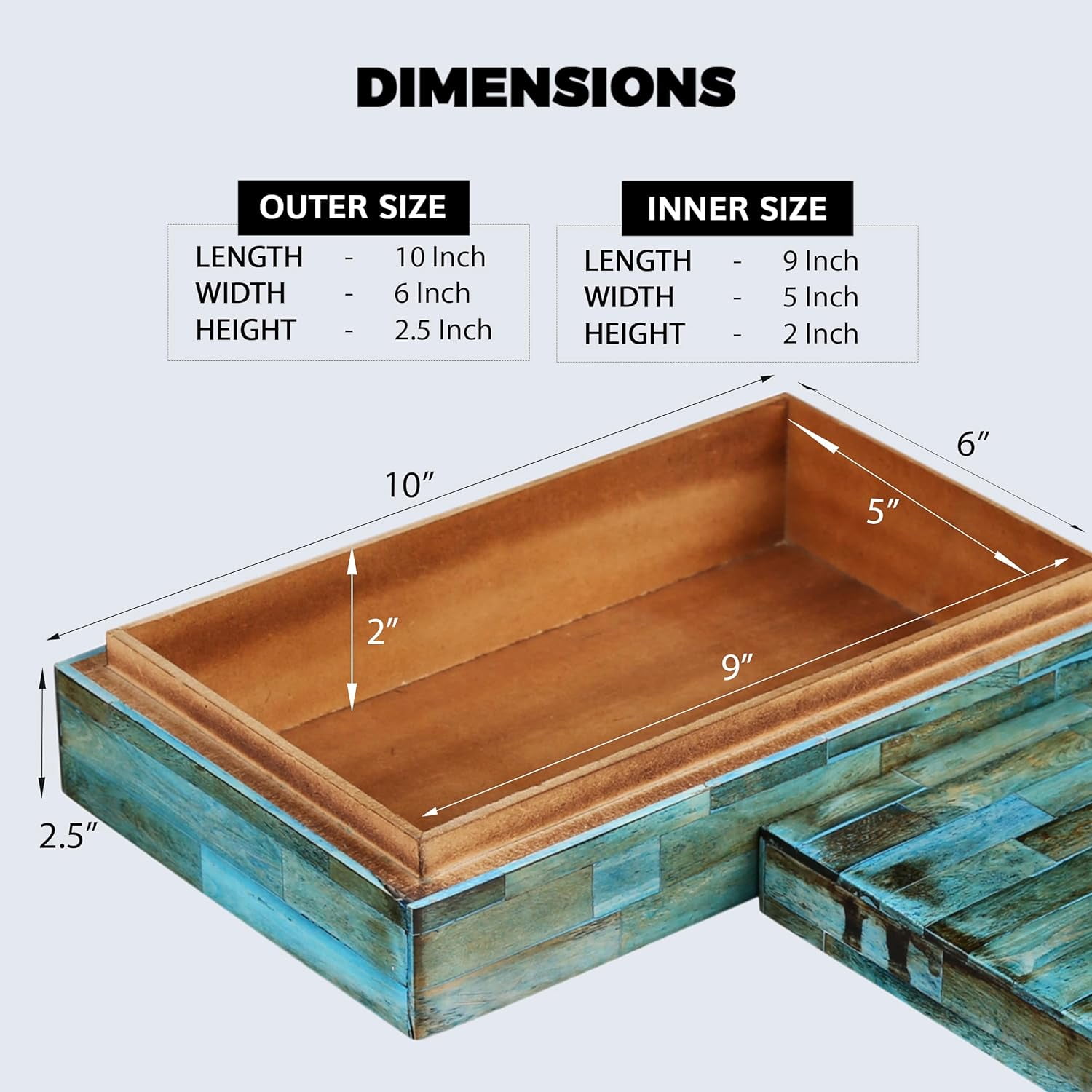 Large Decorative Storage Box with Lid – 10x6x2.5” Coffee Table ...