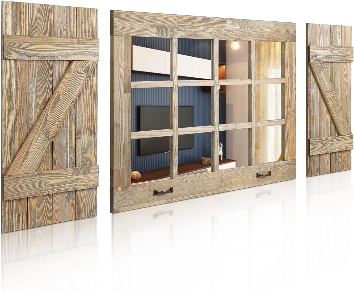 Large Decorative Window Pane Mirror, Farmhouse Window Frame Wall Decor ...