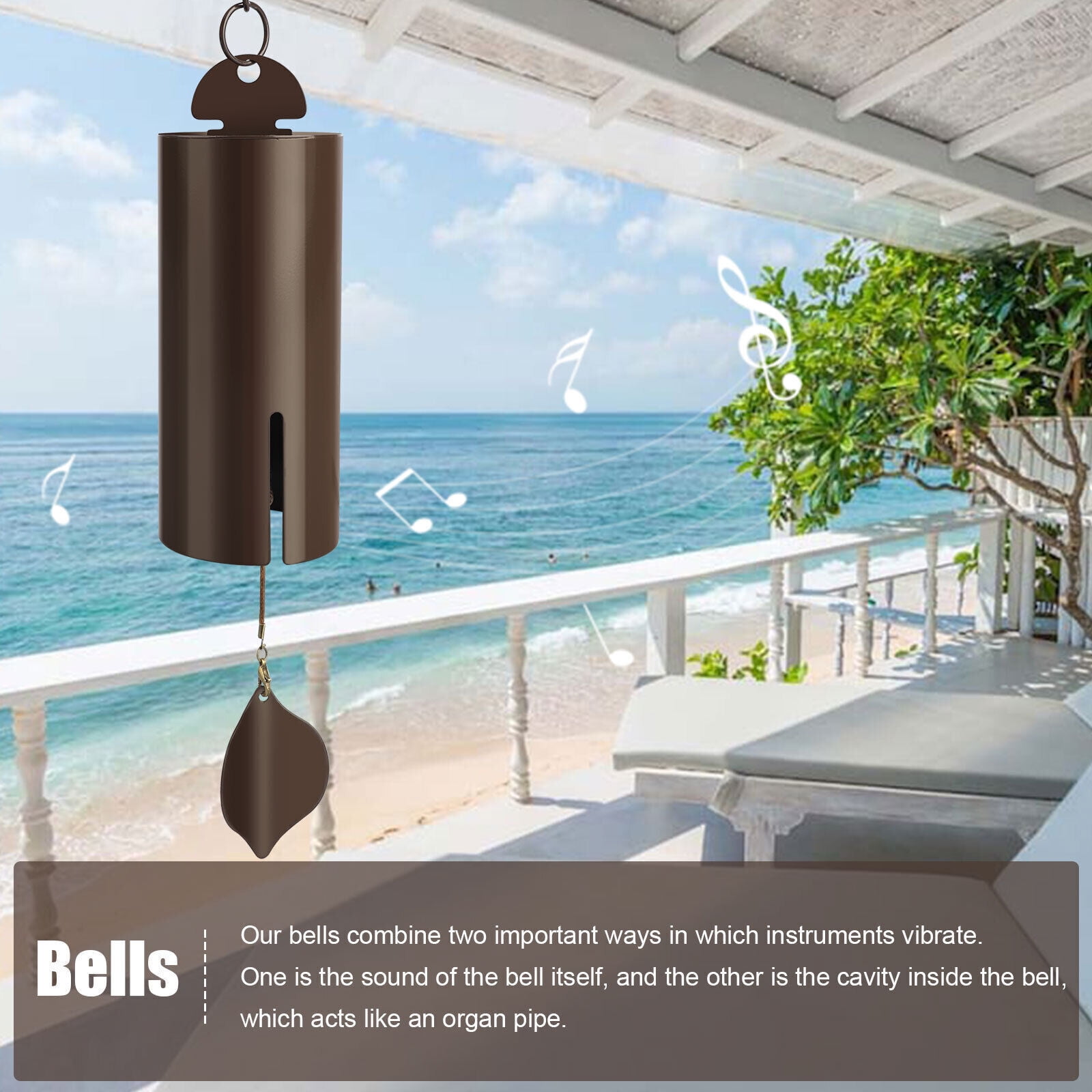 Large Deep Resonance Serenity Bell Wind Heroic Metal Hanging Wind Chime Handcrafted Steel Bell ...
