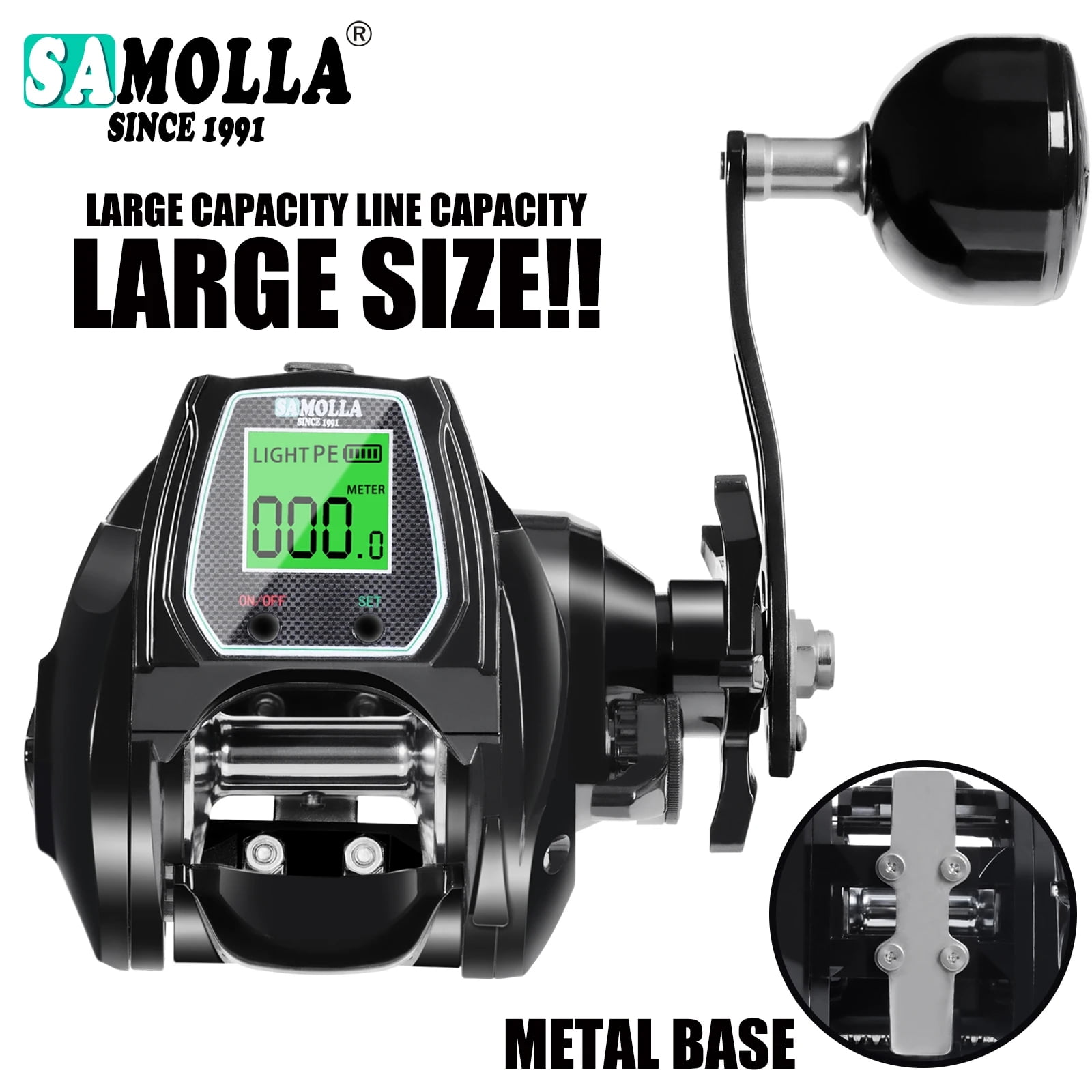 Large Deep Sea Electronic Fishing Reel Baitcasting Saltwater Waterproof ...