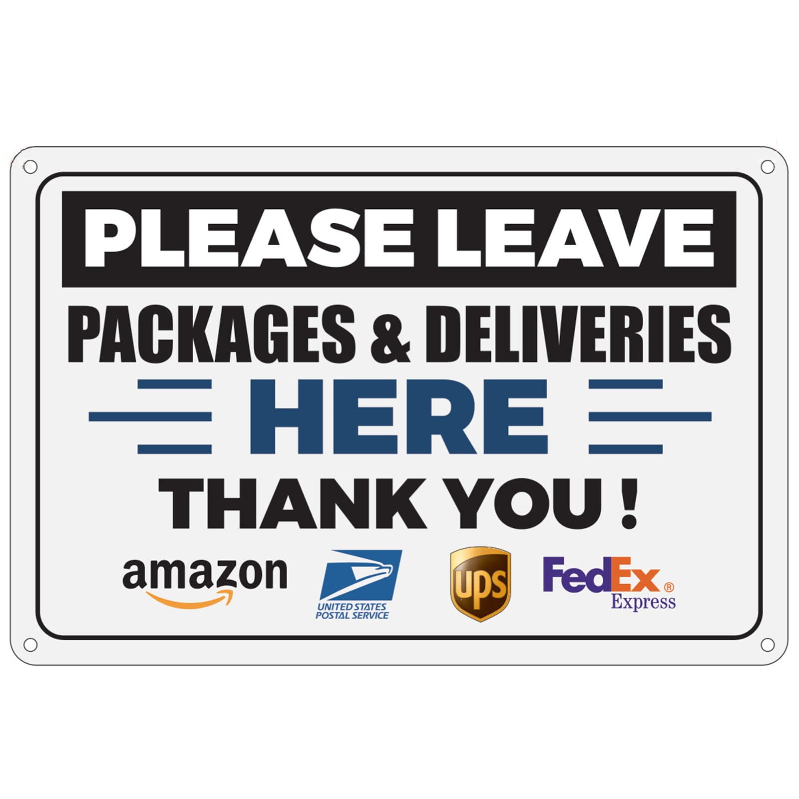 Large Deliver All Packages Sign 12x8 inch Rust Free Aluminum UV Ink ...