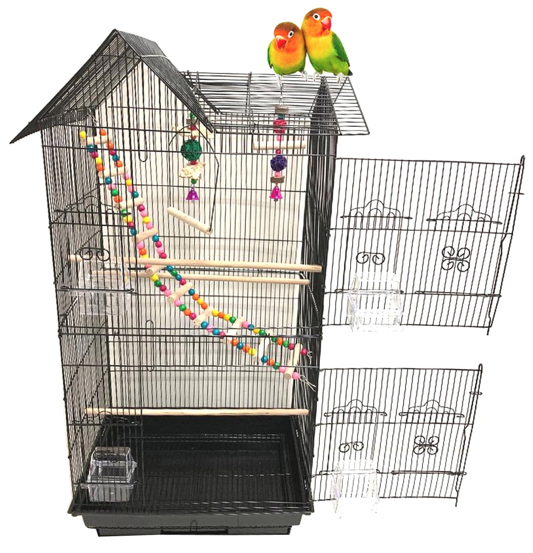 Large Deluxe Flight Bird House Home Travel Cage with Toys and Crossover ...
