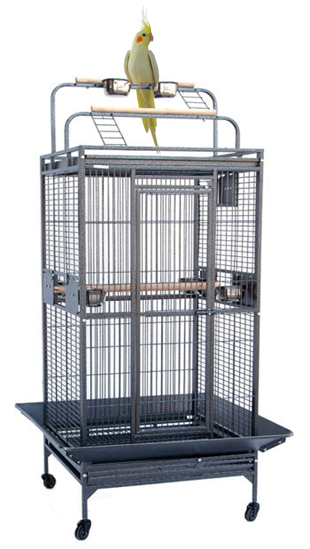 Large Deluxe and Durable Wrought Iron Bird Parrot Rolling Cage Double ...
