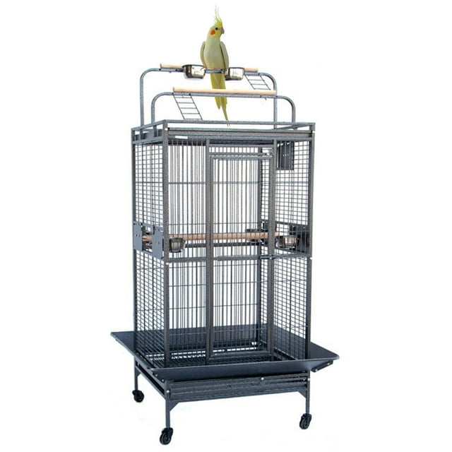 Large Deluxe and Durable Wrought Iron Bird Parrot Rolling Cage Double ...