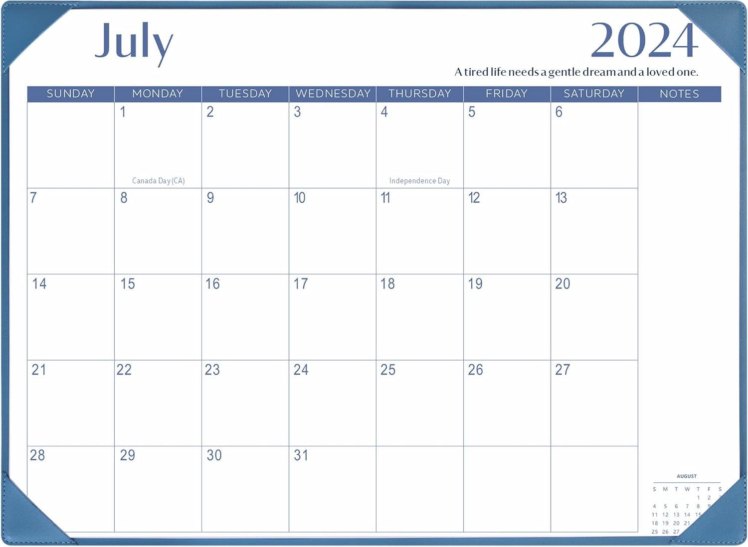 Large Desk Calendar 2024-2025 with Desktop Mat, Simplified 22" x 17 ...