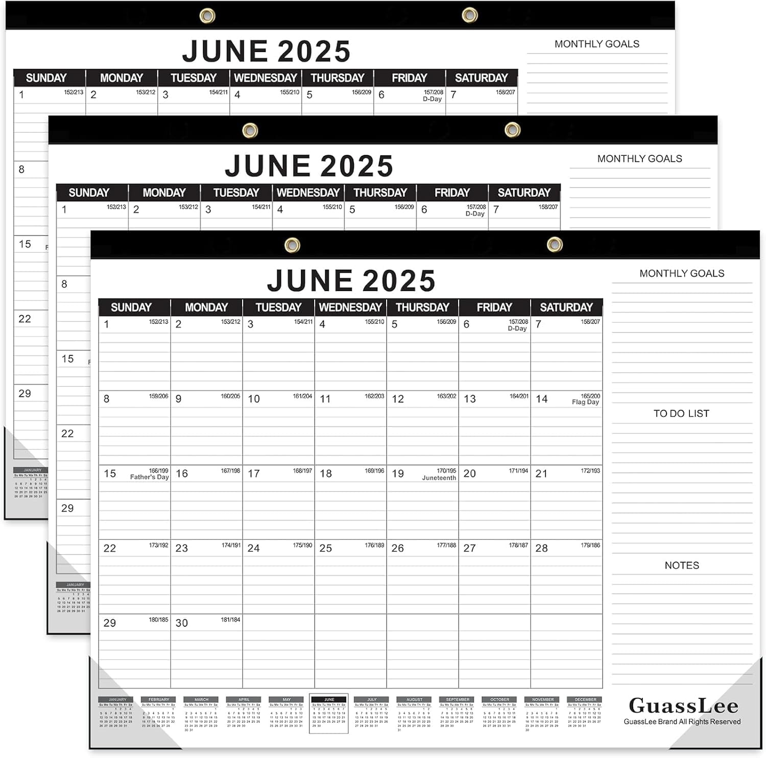 Large Desk Calendar 2025,3 Packs 22" x 17" Desktop Wall Calendar 19 ...