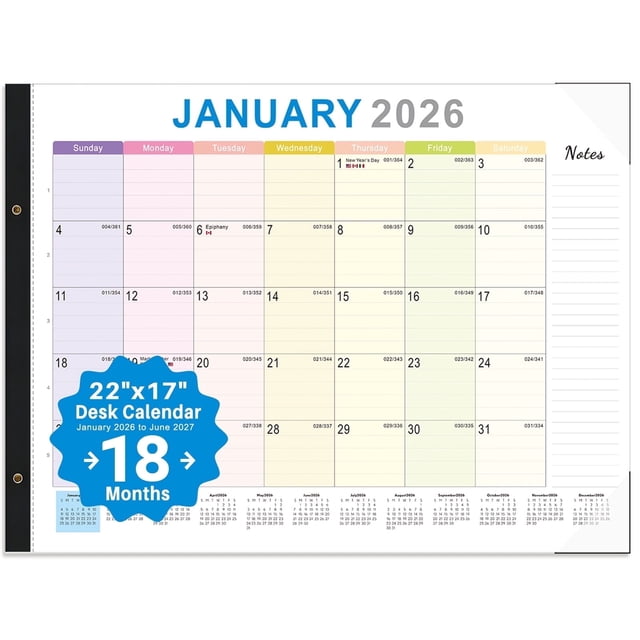 Large Desk Calendar 2025-2026, 18 Months July 2025 - December 2026, 22 ...