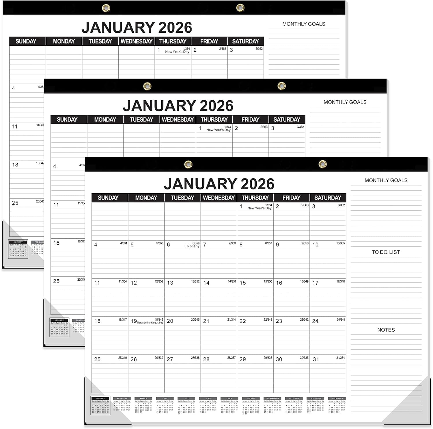 Large Desk Calendar 2026,3 Packs 22" x 17" Desktop Wall Calendar 18 ...