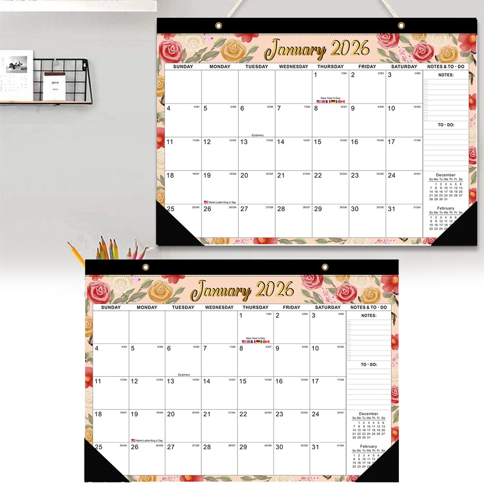 Large Desk Calendar 2026，Desktop Wall Calendar 18 Months Planner Runs ...