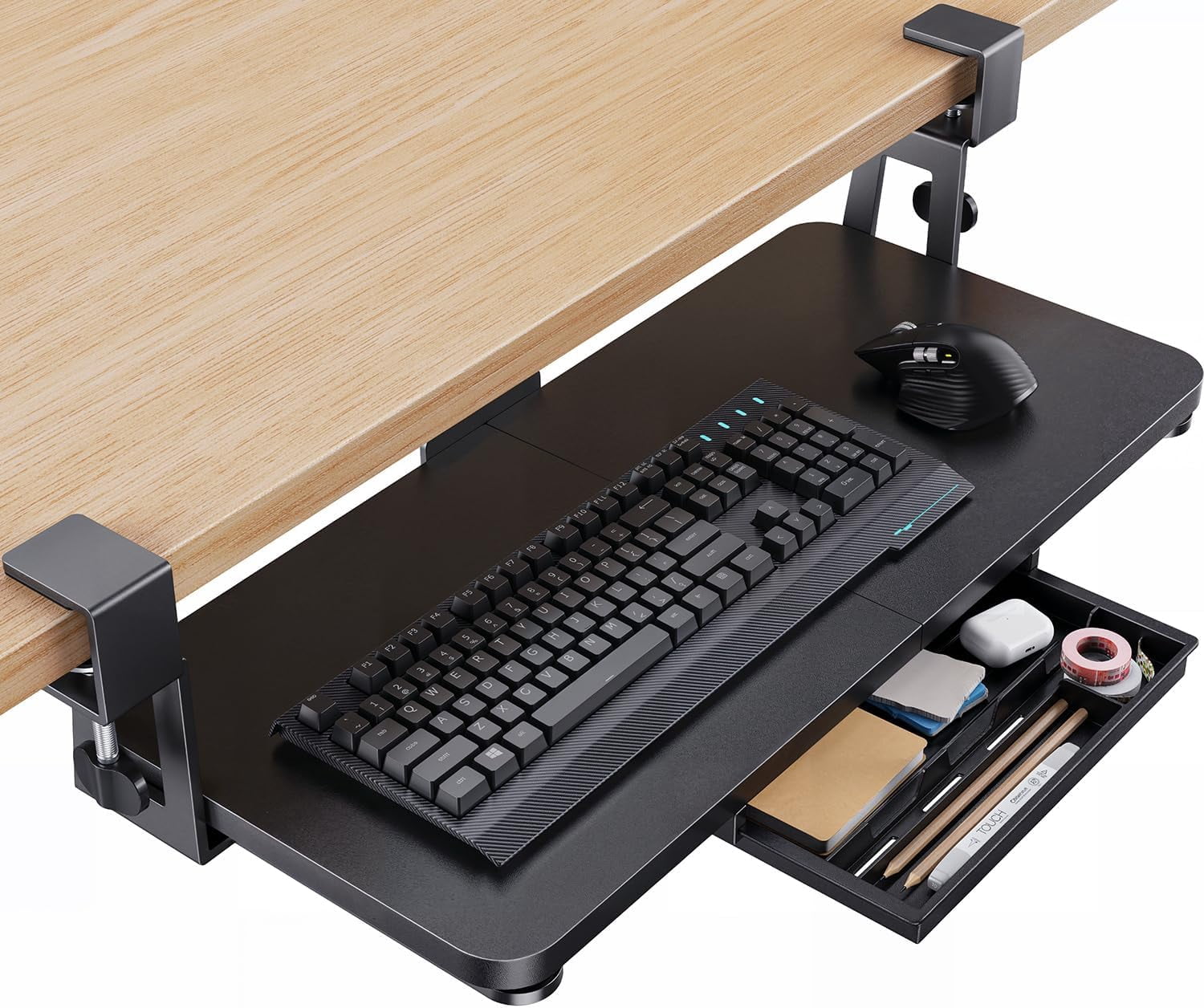 Large Under Desk Keyboard Tray with Sturdy C-Clamp Mount, 26 (30.16 ...