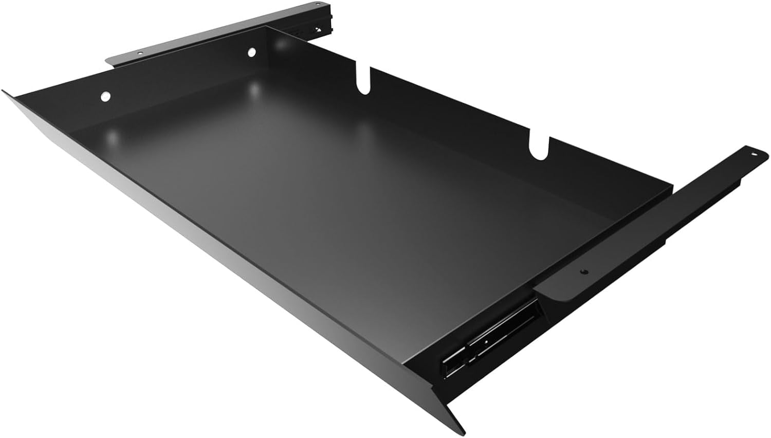 Large Under Desk Mounted Sliding Drawer with 2 Cable Hole and 60 Degree ...