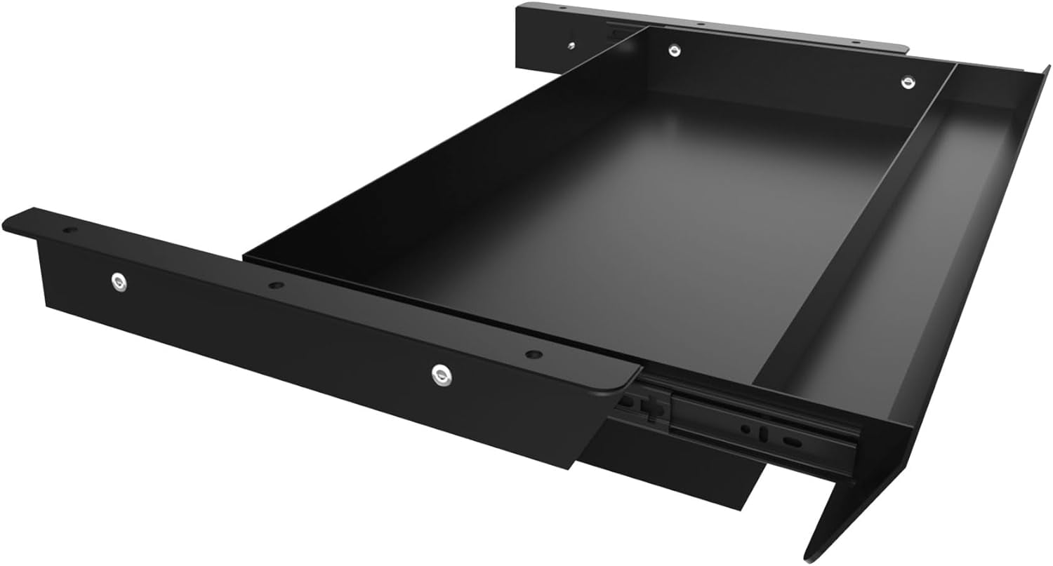 Large Under Desk Mounted Sliding Drawer with Pencil Tray and 60 Degree ...