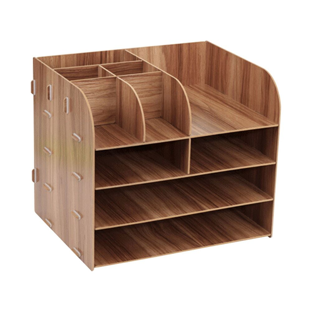 Large Desktop Storage Box Wooden File Rack Document Holder Stationery ...