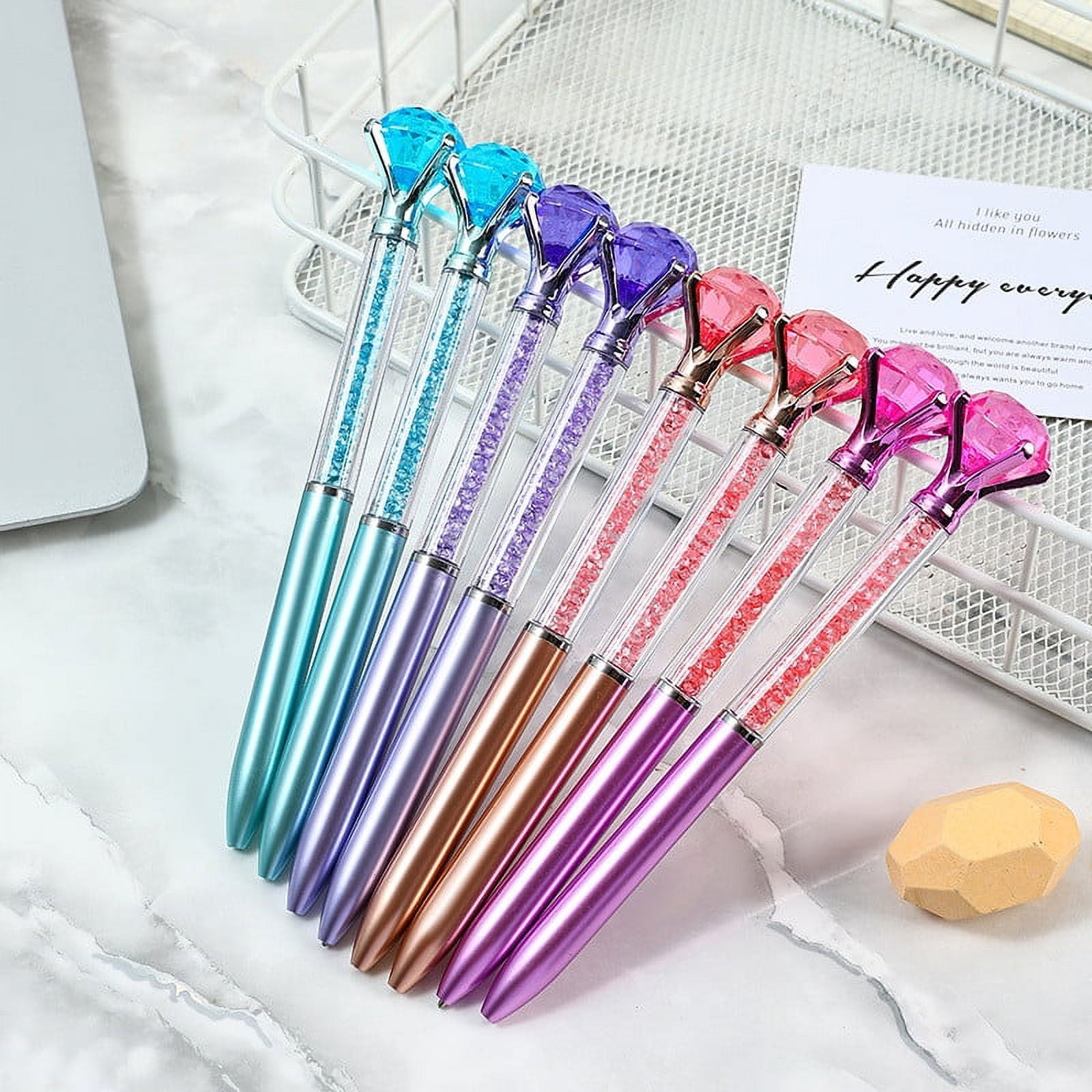 Large Diamond Ballpoint Pen, Colorful Crystal Flash Pen, Rotating Color ...