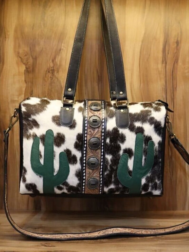 Large Diaper Travel Bag for new mums, Hand Tooled Leather Duffel, Hair ...