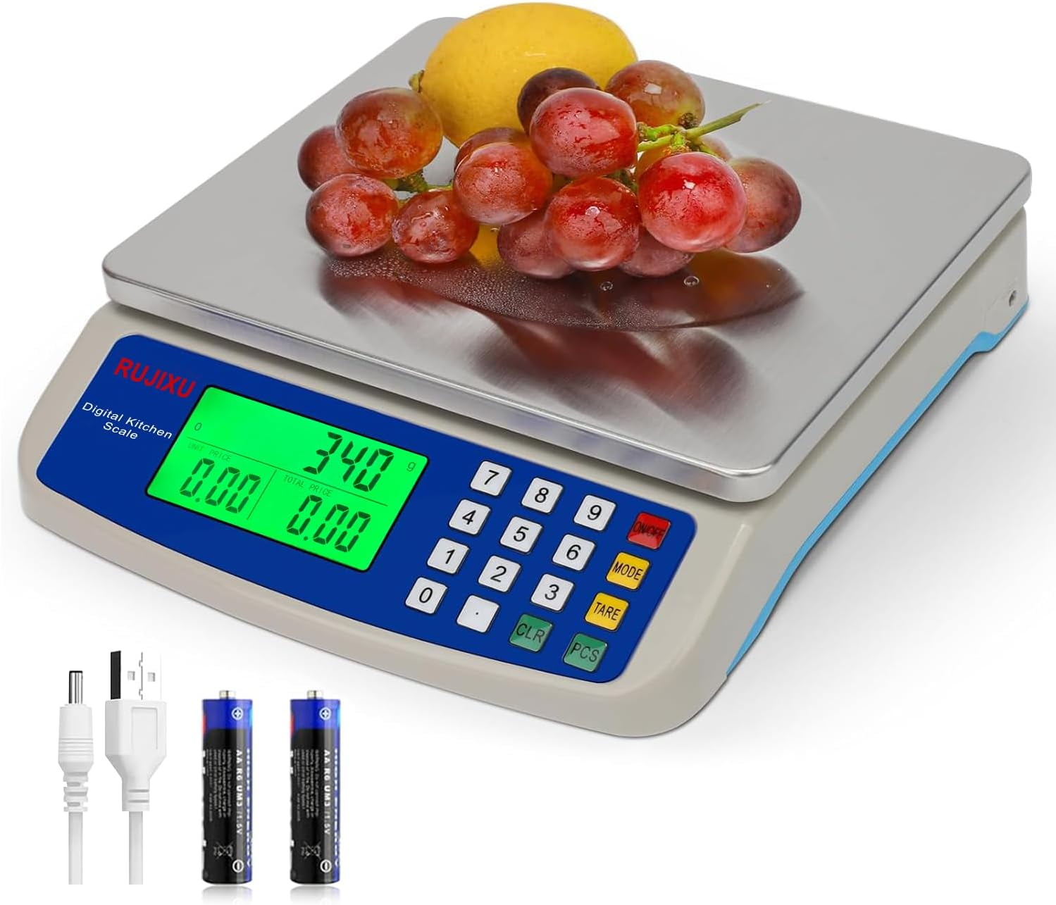 Large Digital Kitchen Scale 30KG Commercial Food Scale 66LB for Baking Bread Meat Stainless ...