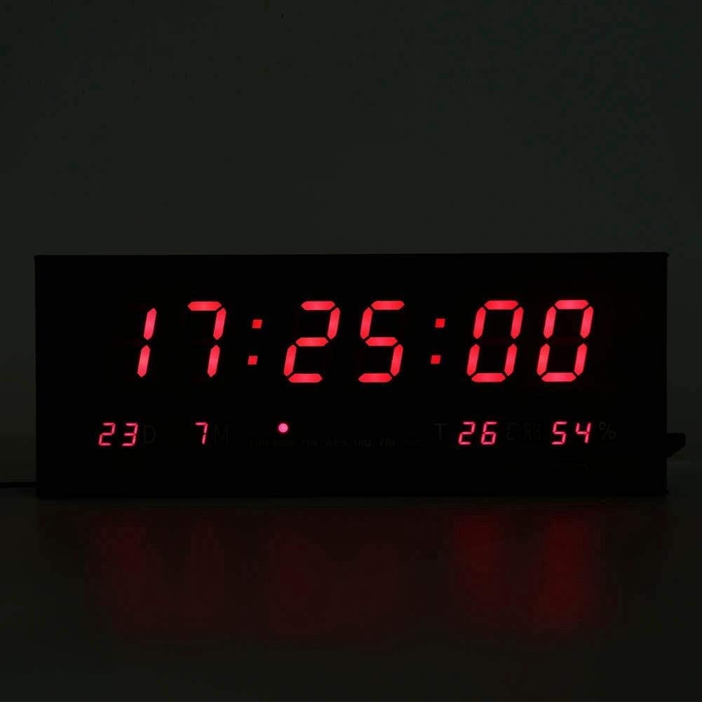 Large Digital LED Alarm Calendar Clock Date Temperature Jumbo Display ...