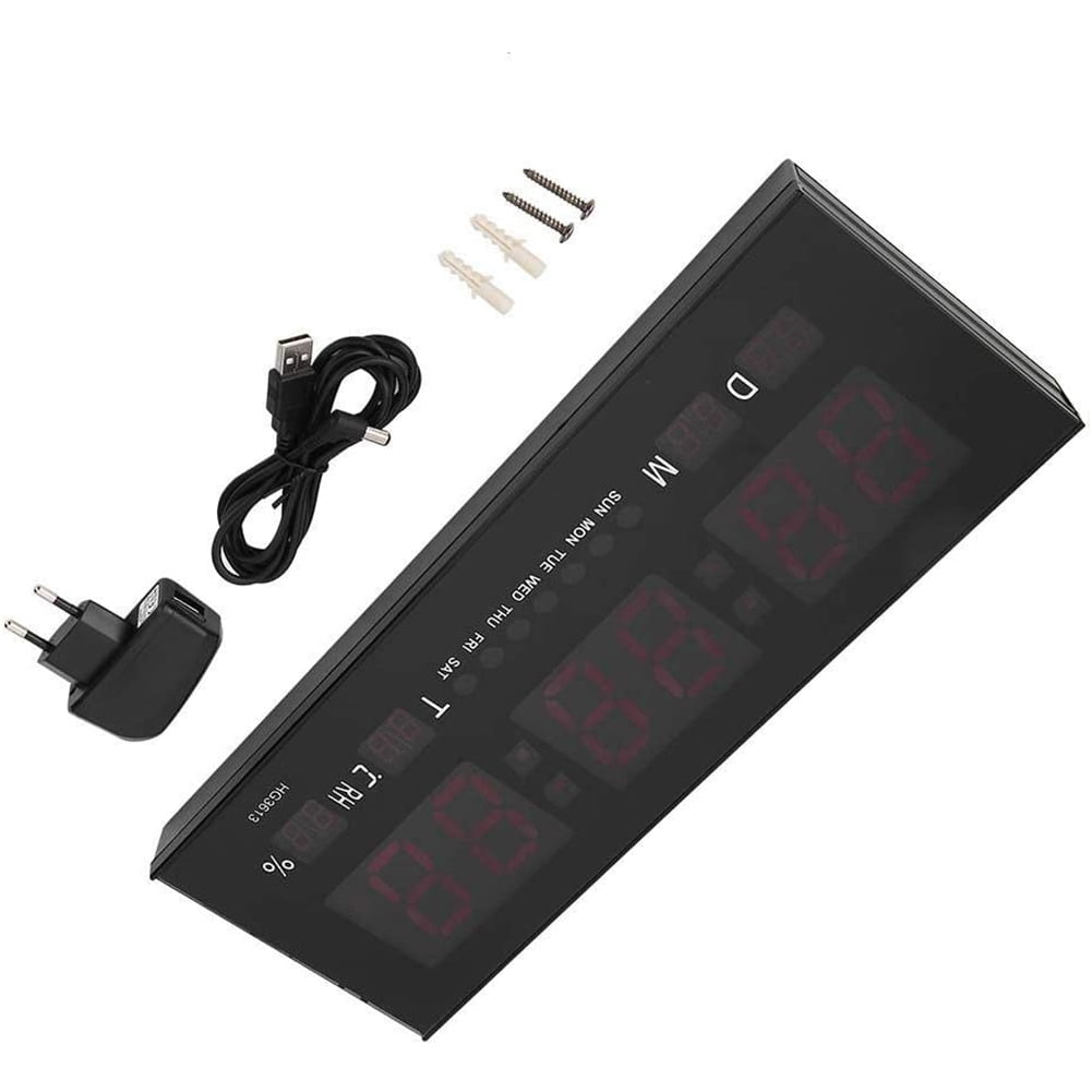 Large Digital LED Alarm Calendar Clock Jumbo Display Snooze Wall ...