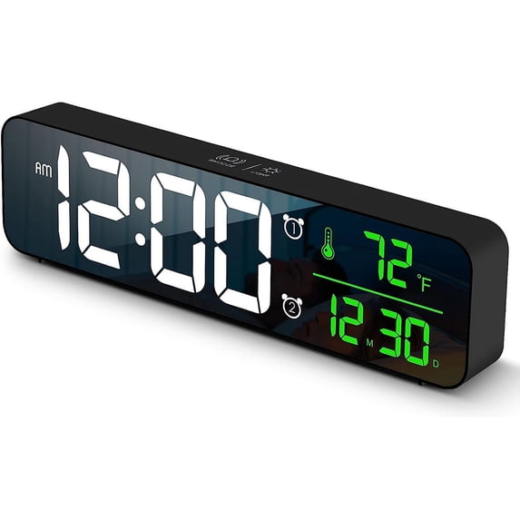 Large Digital LED Clock, Corded Electric Alarm Clock with Date ...