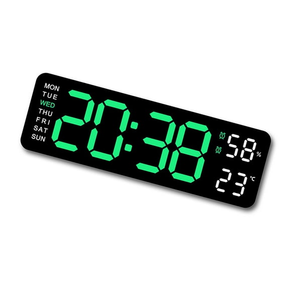 Large Digital LED Wall Clock with Temperature Week Date Display and 2 ...
