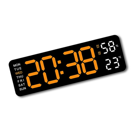 Large Digital LED Wall Clock with Temperature Week Date Display and 2 ...