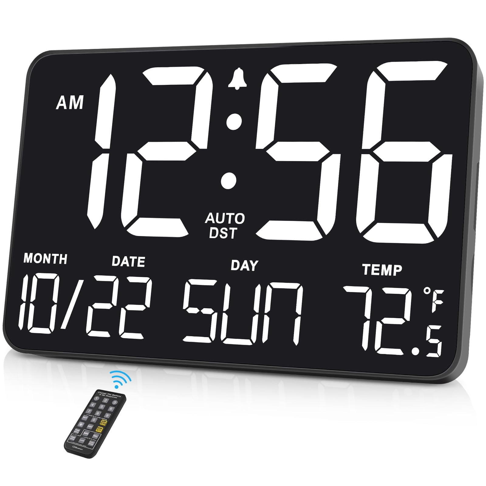 Large Digital Wall Calendar Clock with Date Weekday Indoor Temperature ...