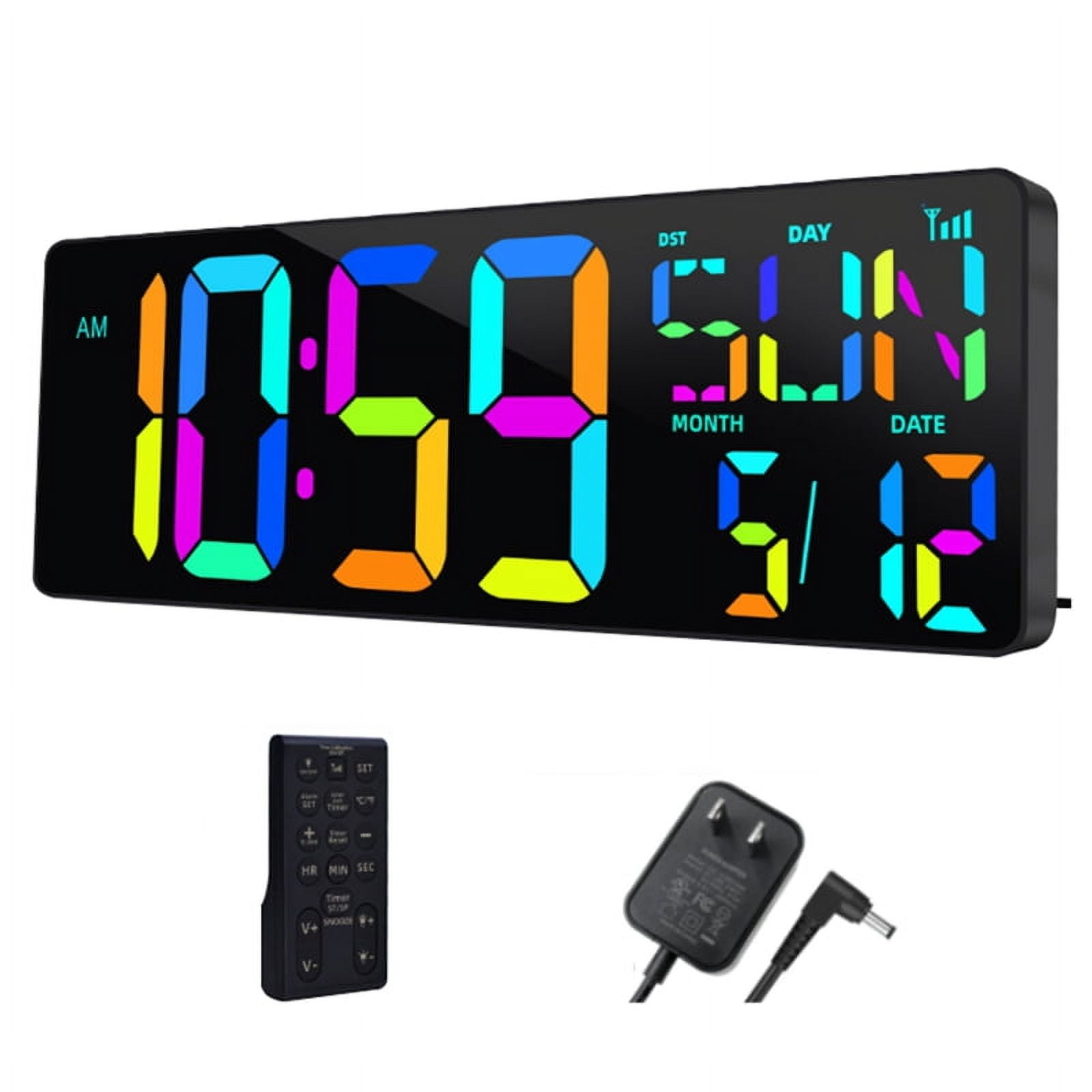 Large Digital Wall Clock 16.5 Inch Bluetooth Auto Time Sync Led Digital ...