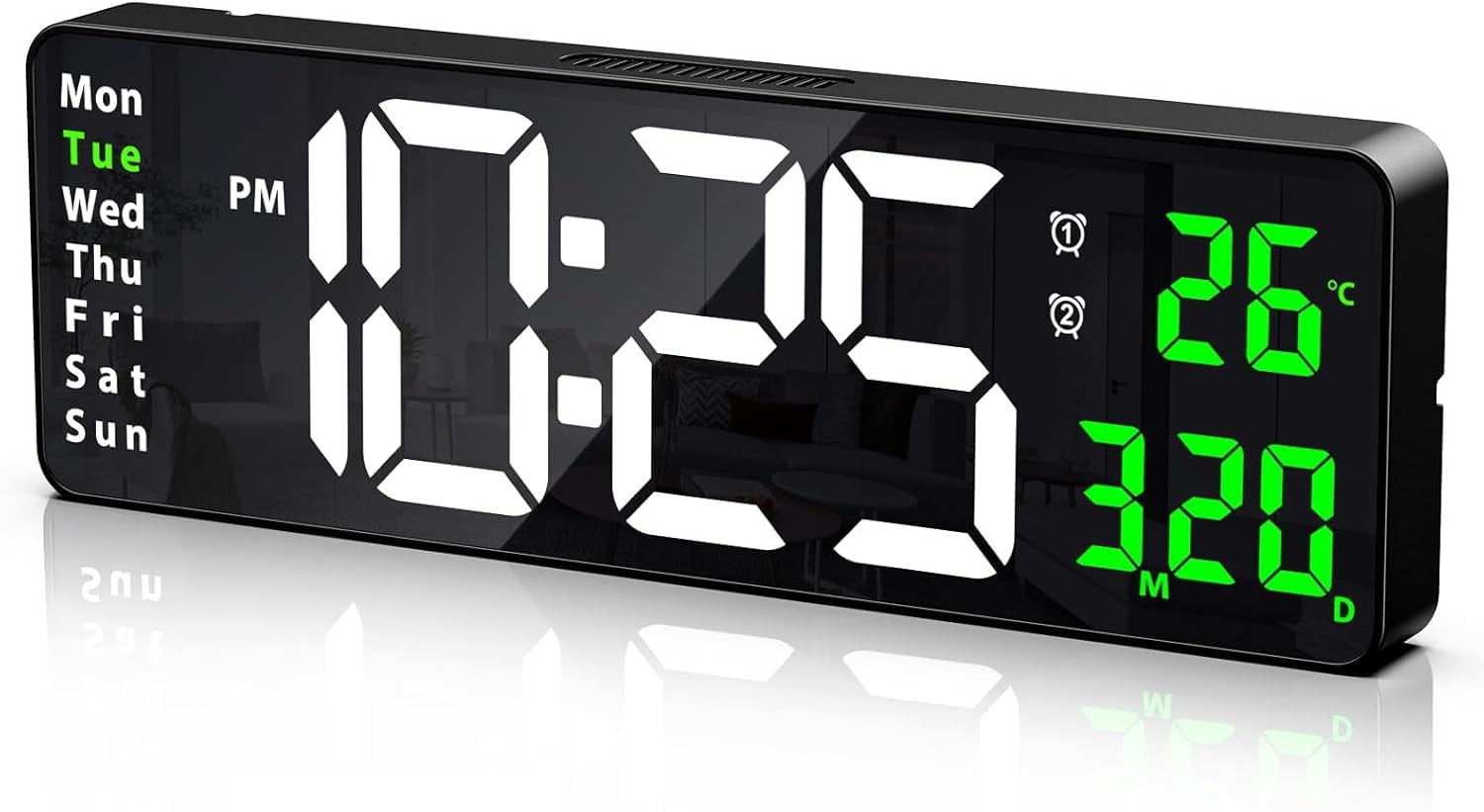 Large Digital Wall Clock, 16'' Big Digital Wall Clock with Remote Control, LED Alarm Clock with ...