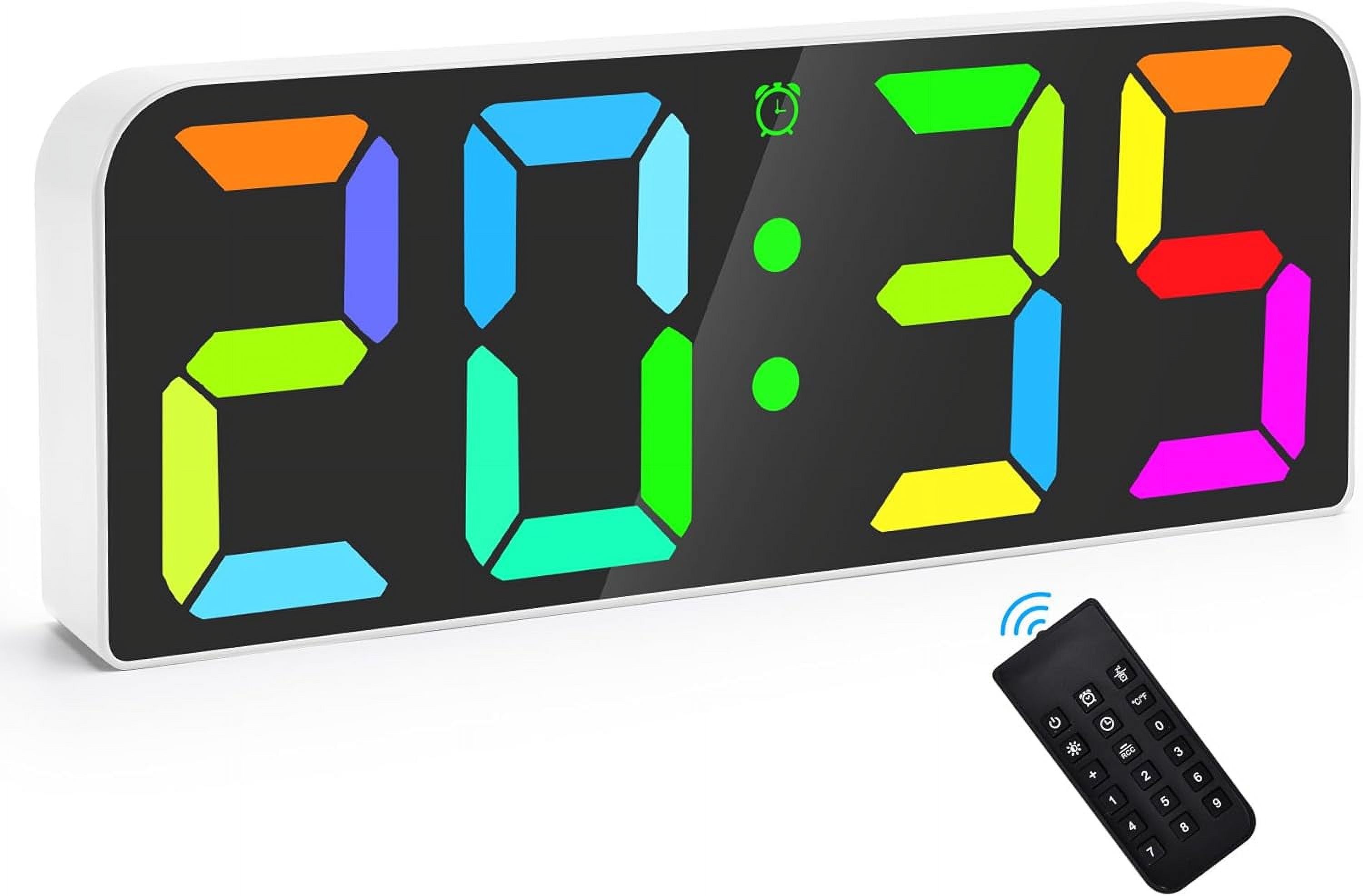 Large Digital Wall Clock, 9.6\u201d Dynamic RGB Colorful Digital Clock ...