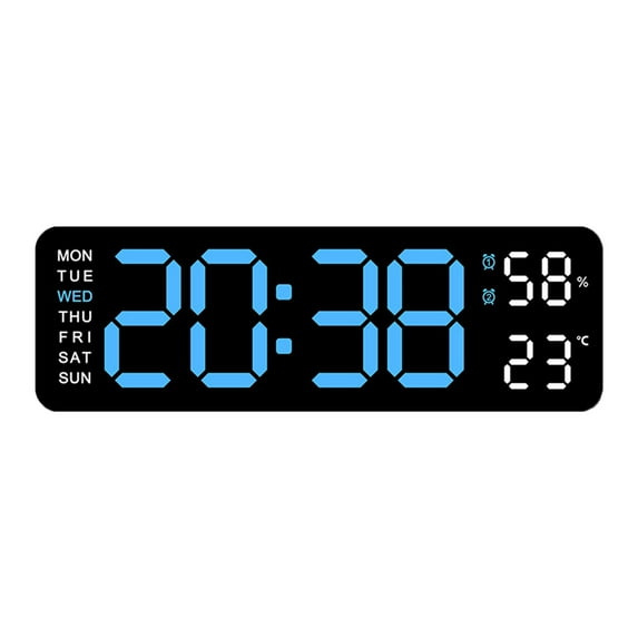 Large Digital Wall Clock 9Inch LED Alarm Clock with Big Screen Calendar ...